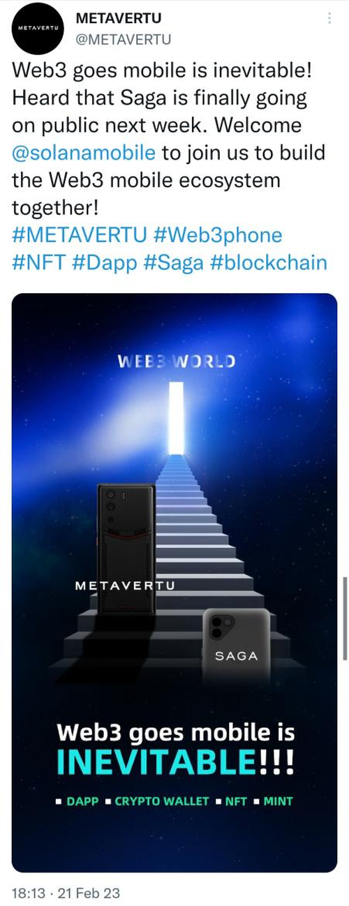 Solana将发布Saga手机，Web3手机先驱者VERTU发文欢迎_-泡泡网